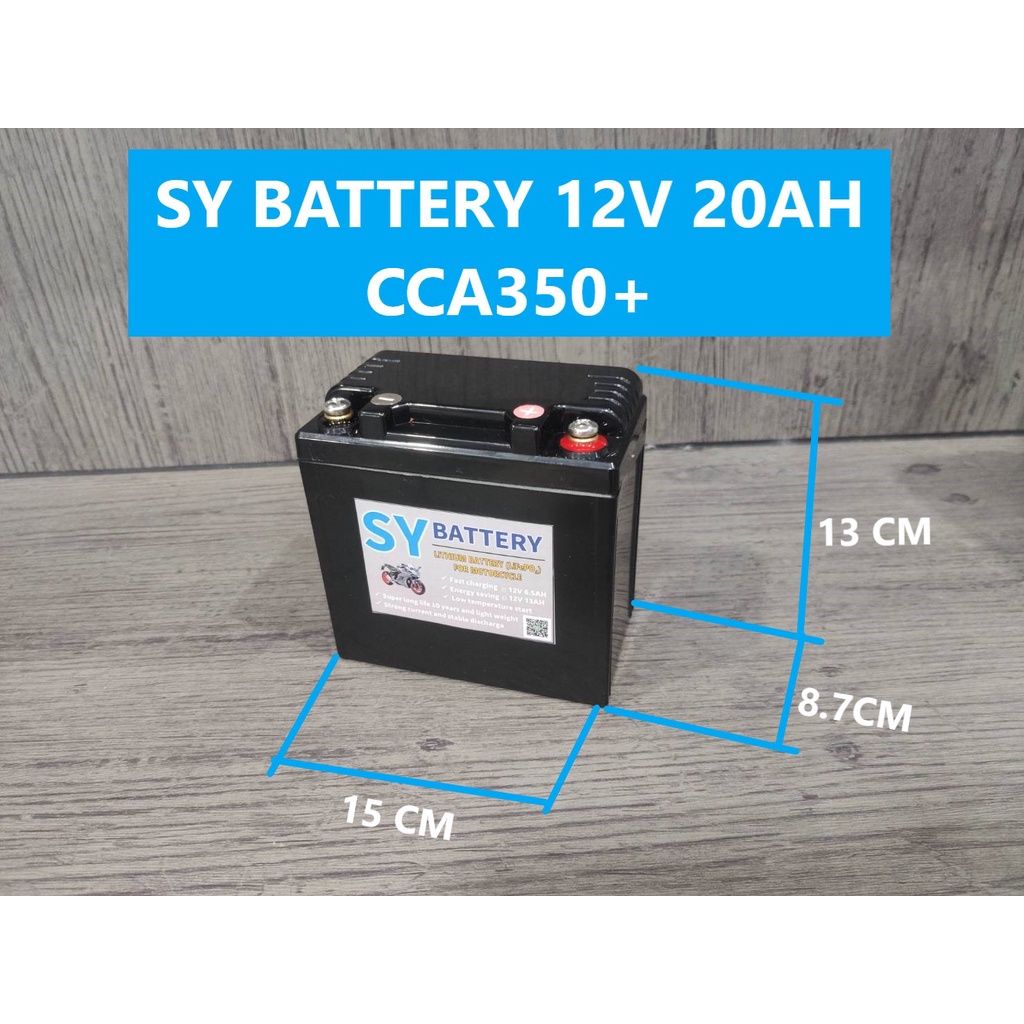 SY Battery แบตเตอรี่ลิเธียมไอออนฟอสเฟต LiFePO4 สำหรับมอเตอร์ไซค์ 12V 6. ...