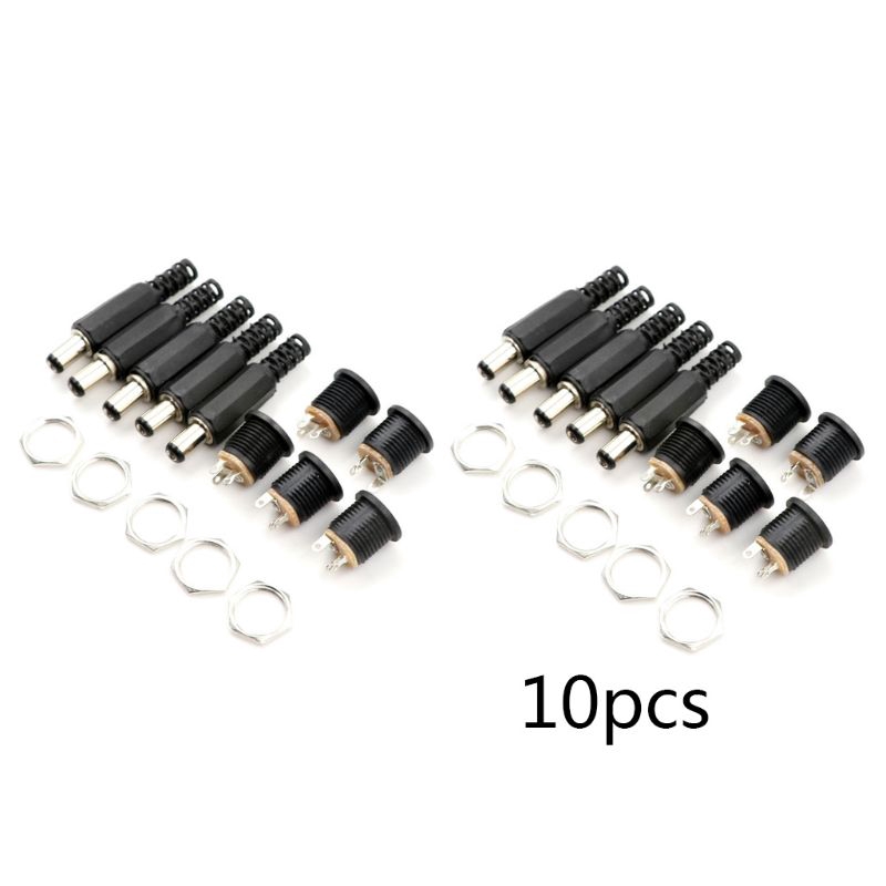 10 pcs 12V 3A Plastic Male Plugs + Female Socket Panel Mount Jack DC ...