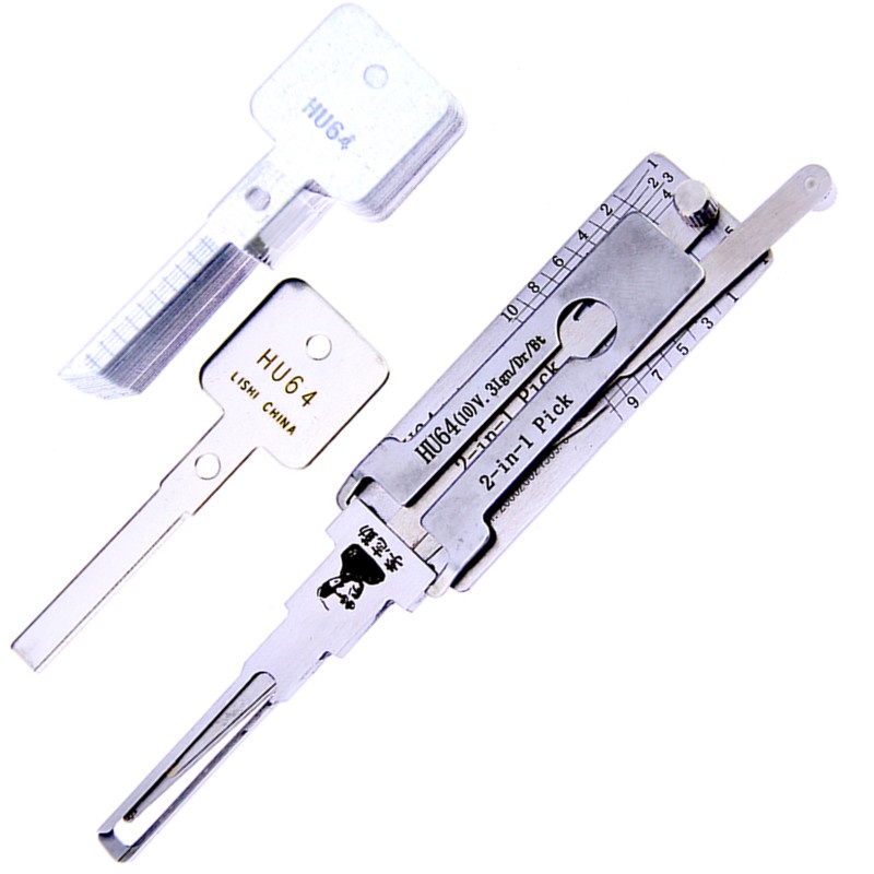 Lishi HU64 2 in 1 ตัวถอดรหัสล็อคประตูรถยนต์ สําหรับ BENZ Lock Pick Sets ...