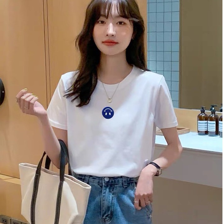 【WANG JIAO ZHAN】 4 สี*เสื้อยืดแฟชั่นลายปักเรียบง่าย【6652】 | Shopee Thailand