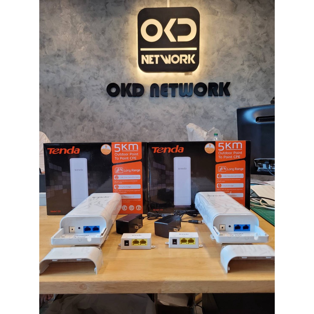Tenda O3 ( แพคคู่ ) Point to Point 5km Outdoor CPE ( ของแท้ รับประกัน ...