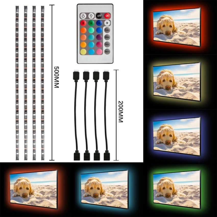 4pcs 0.5m LED Strip Light 5050 RGB USB TV Background Light Color ...