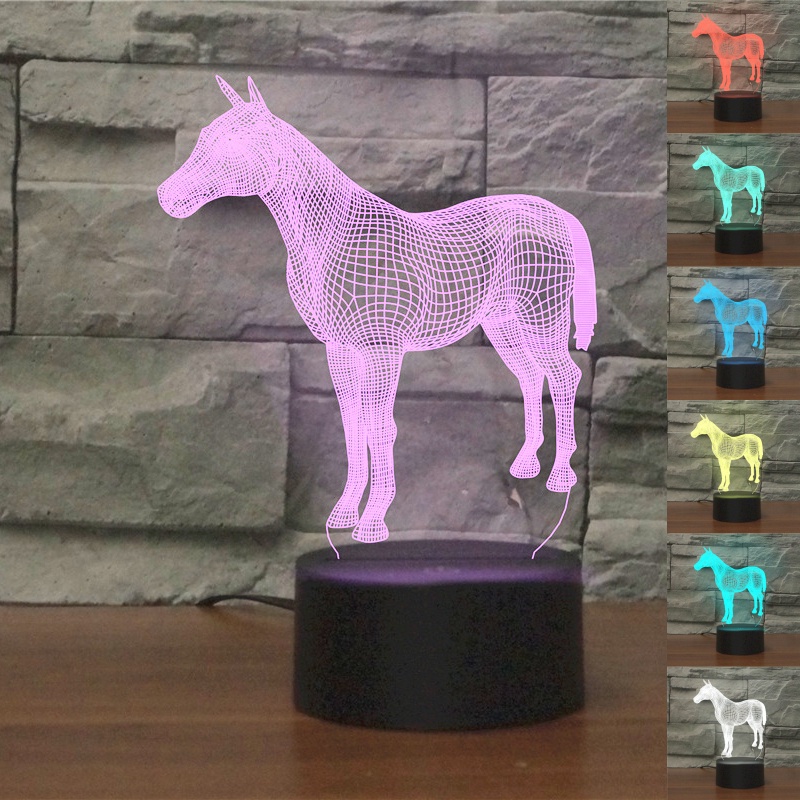Horse Shape Night Light 7 สีไล่โทนสี Geek ของขวัญ USB LED โคมไฟตั้งโต๊ะ ...