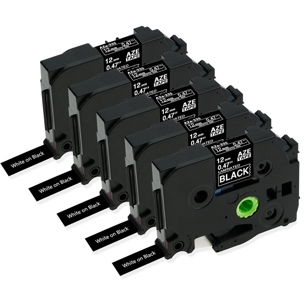 เทปฉลาก Brother P-Touch สีขาว สีดํา TZe335 TZ-335 12 มม. สําหรับ PT-200 ...