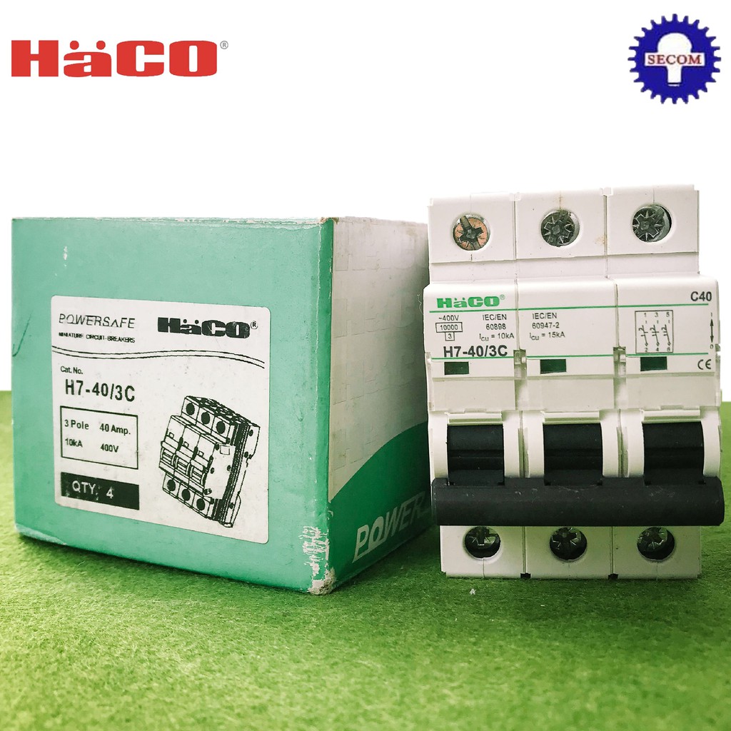 ลูกเซอร์กิต HACO MCB H7-40/3C 3P 40A 230/400V Miniature Circuit Breaker ...