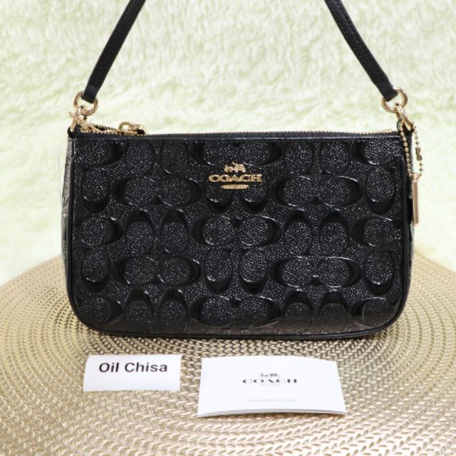 New!!! Coach F56518 Crossbody Pouch ลายซีนูน สีดำ หนังแก้ว | Shopee ...