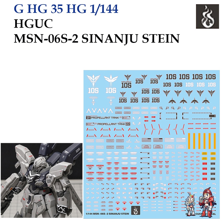 ดีคอลน้ำ [Ghost] HG 35 s HGUC MSN-06S-2 SINANJU STEIN HG 1/144 (HIQ ...