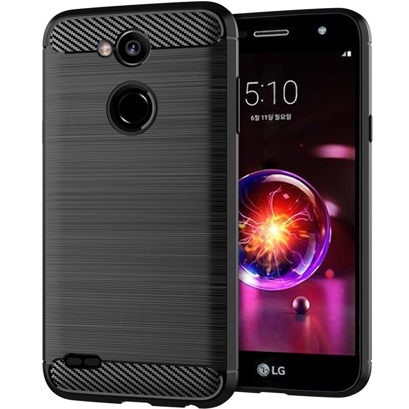 กรณีนุ่มสําหรับ LG X5 X6 X4 X2 Plus 2018 2019 One X Power 2 3 Power2 Power3 ลวดคาร์บอน Fibre ...