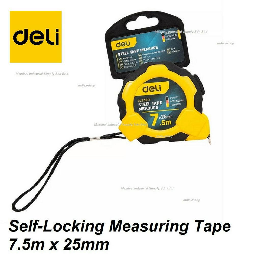 คุณภาพ DELI DL3798Y Self-Locking เทปวัดเหล ็ ก 7mtr x 25mm Tali เทป ...
