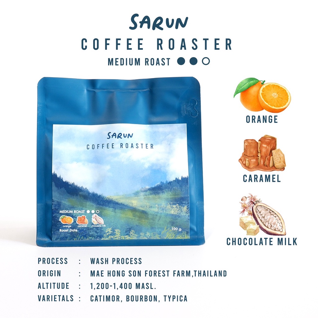 Sarun Coffee Roaster เมล็ดกาแฟคั่วกลาง Mae Hong Son Forest Farm,Thailand | Shopee Thailand