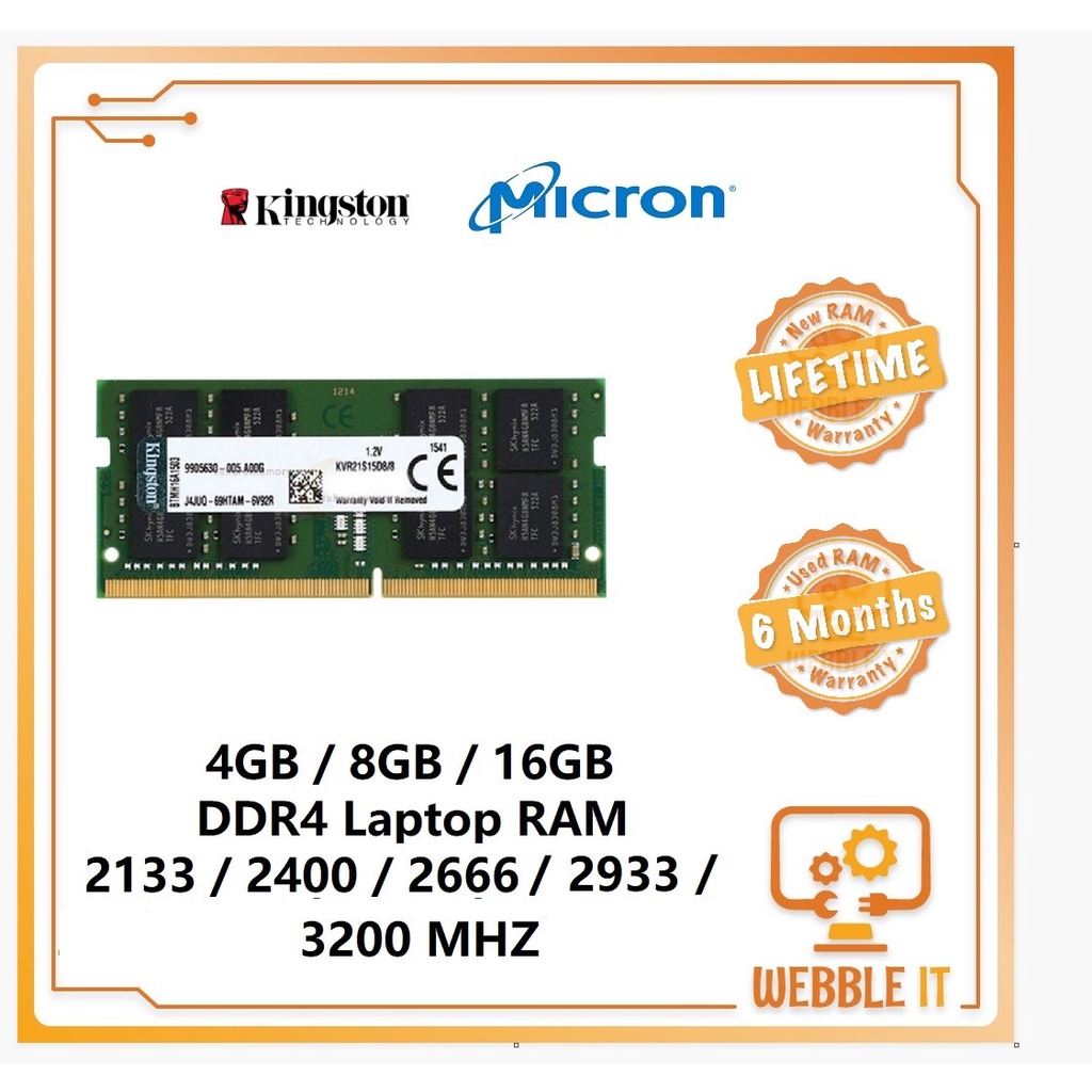 [ใช้แล้ว]/[ใหม่] แรม 4GB 8GB 16GB DDR4 2133 2400 2666 2933 3200 MHz สําหรับโน้ตบุ๊ก แล็ปท็อป ...