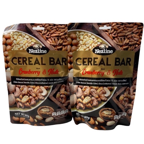 Cereal Bar Cranberry & Nuts Nezline ซีเรียสอัดแท่งผสมแครนเบอร์รี่และ ...