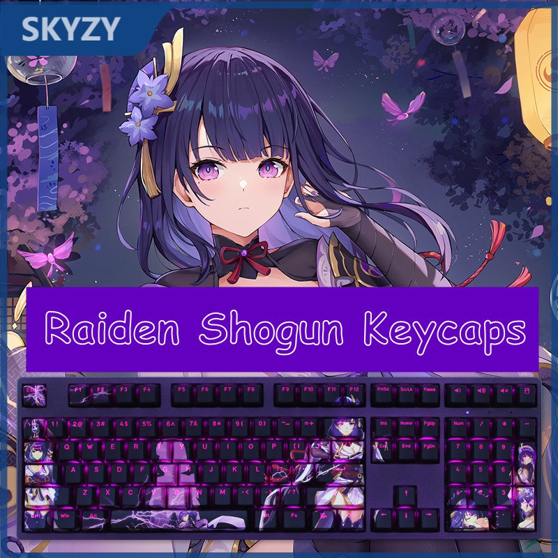Raiden Shogun Keycaps Cherry Profile Light Transmission Genshin Impact Beelzebul อะนิเมะ PBT Dye ...
