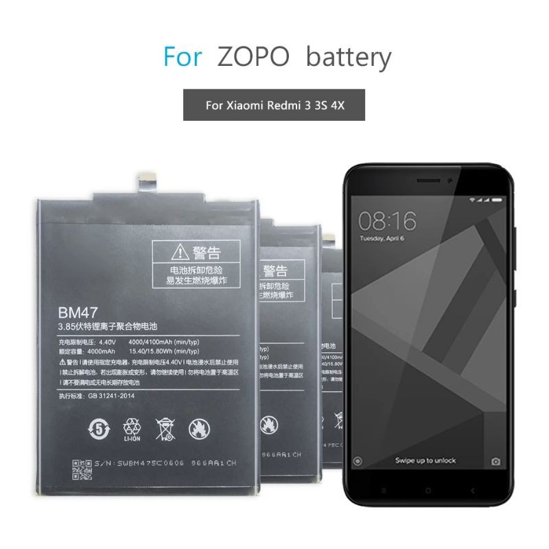 BM47 แบตเตอรี่โทรศัพท์มือถือสำหรับ Xiaomi Redmi 3 3S 3X 4X Redmi3 Pro ...