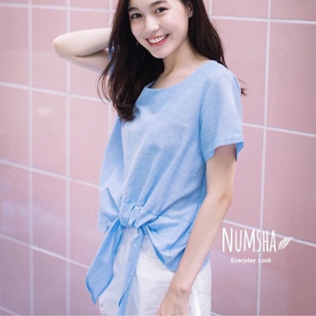 เสื้อ Numsha Brand ครอปผูกโบข้างหน้า | Shopee Thailand