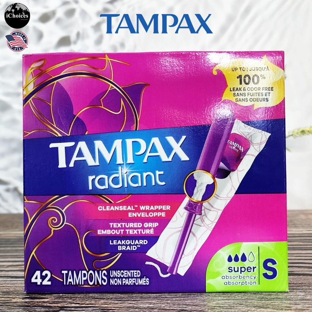 [Tampax®] Radiant Super Plastic Tampons 28, 42 Count ผ้าอนามัยแบบสอด ...