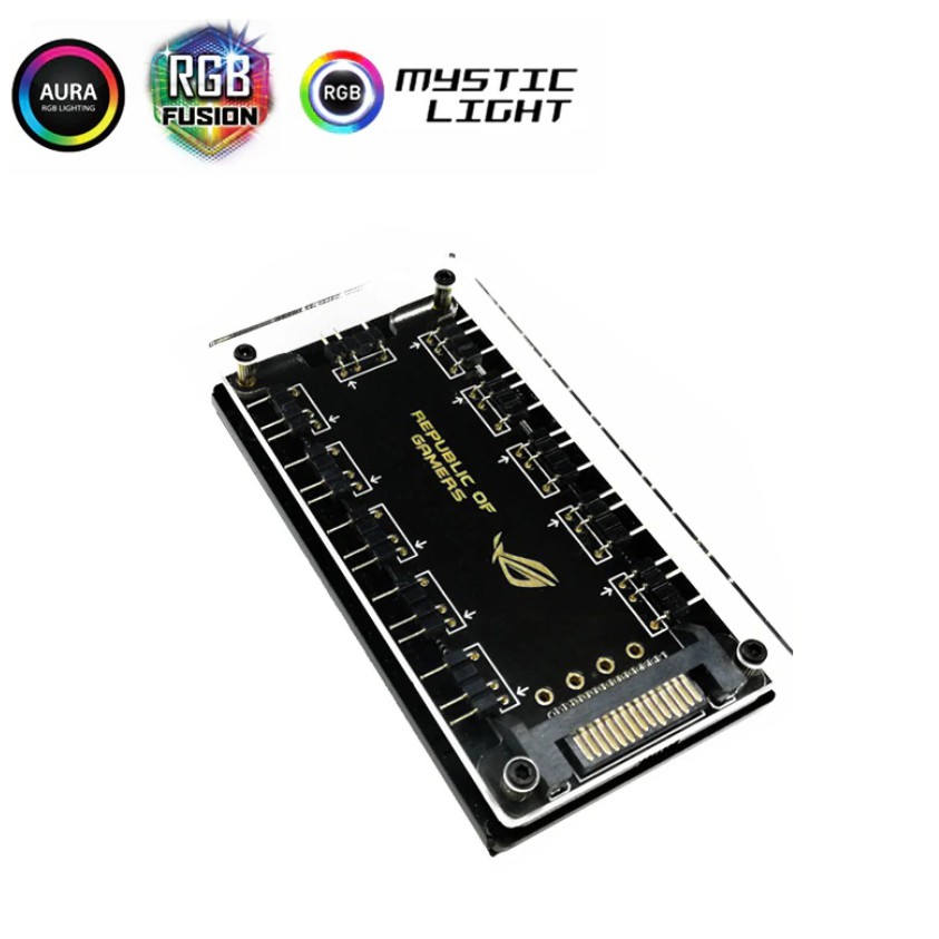 12V 4pin RGB AURA 5V 3 pin ARGB RGBW Cable Splitter Hub Case w/ Tape ...