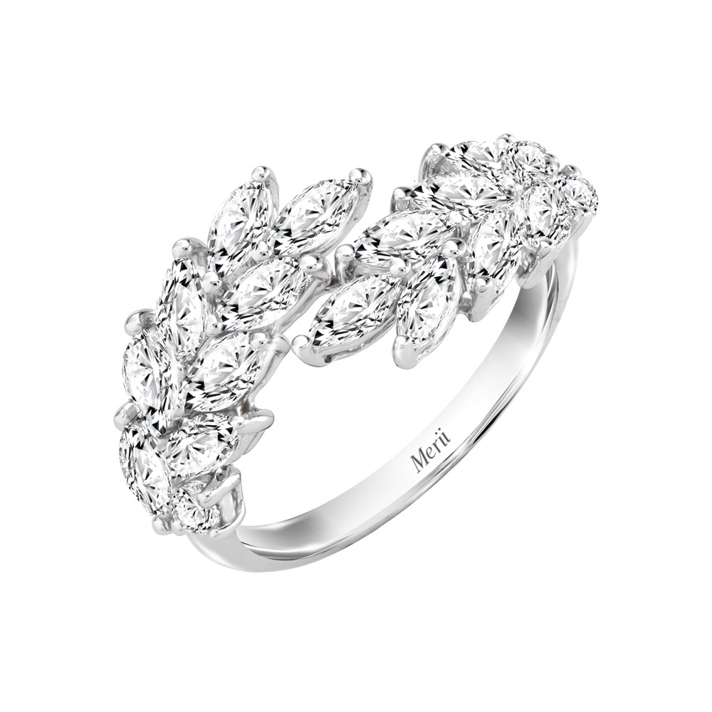 Merii แหวนเงินแท้ 925 ชุบโรเดียม ประดับ CZ ดีไซน์ทรงมาคีส์ ใบมะกอก ...
