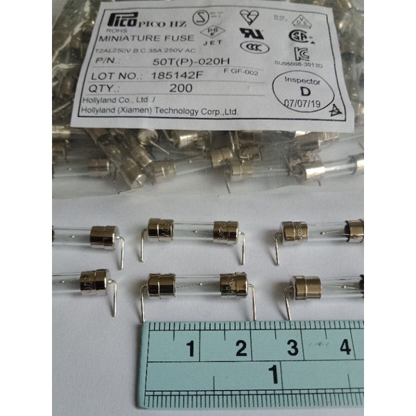 FUSE T2AL 250V ฟิวส์หลอดแก้ว(แพ็ค10ตัว)T2AL250V T2A250V 20มิล Slow blow ...