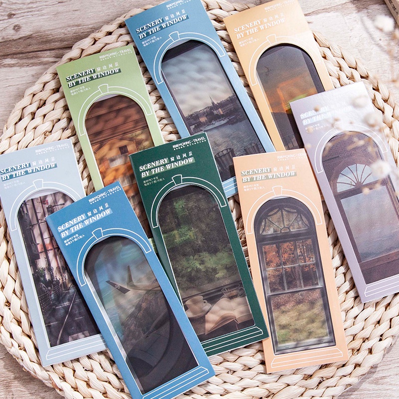 5 Pieces/set of Creative Retro Window Scenery Frosted PET Bookmarks ...