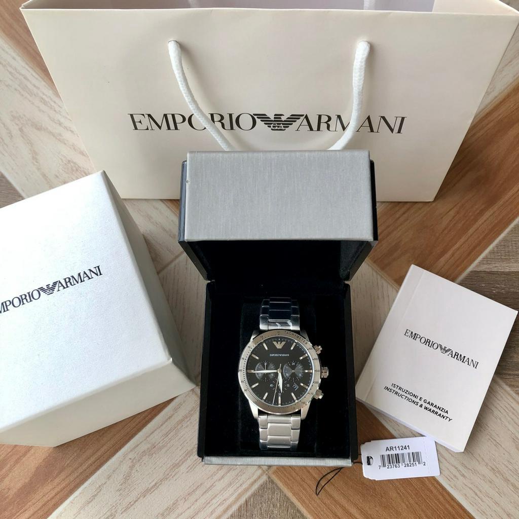 Emporio Armani AR11241 43mm Chronograph Quartz Black Dial Men's Watch ...