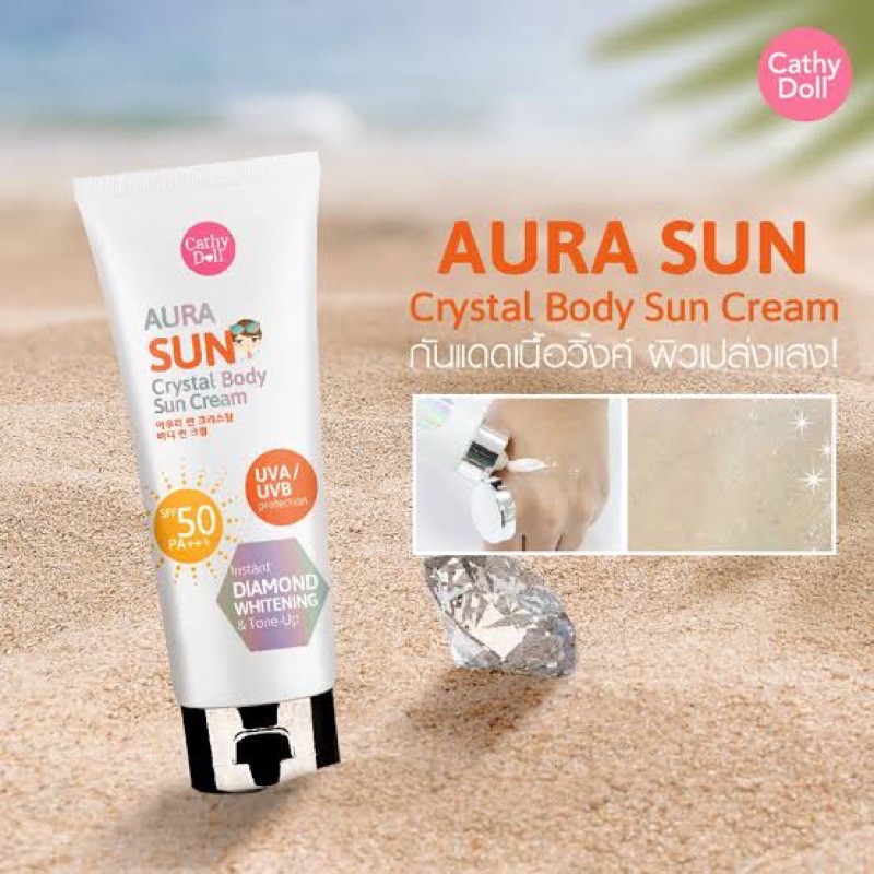 (พร้อมส่ง)กันแดดผิวกาย(Aura Sun Crystal Body Sun Cream)⭐️ครีมกันแดด ...
