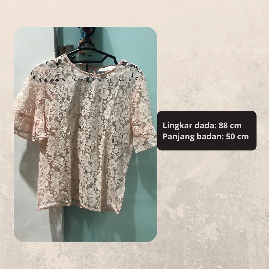 เสื้อผู้หญิงด้านบน HnM H&M LOGG ลูกไม้พีช salem วัสดุไม่มีภายใน | Shopee Thailand