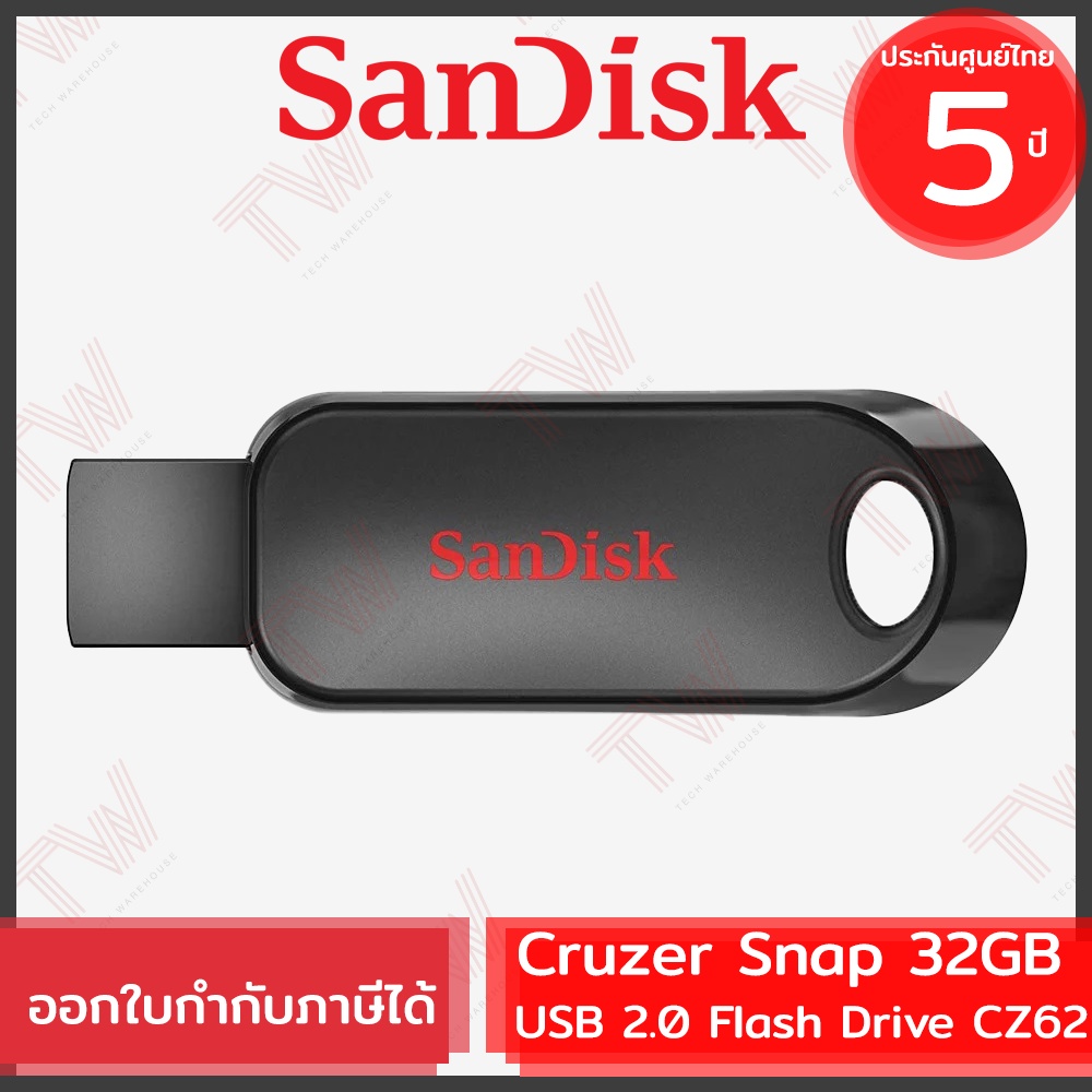 SanDisk Cruzer Snap USB 2.0 Flash Drive CZ62 32GB (Black สีดำ) ของแท้ ...
