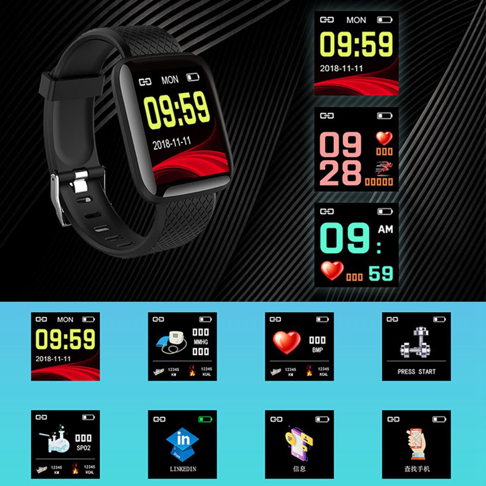 ┋SmartWatch A1 116 Plus D13 สมาร์ทวอทช์ นาฬิกาออกกำลังกาย แจ้งเตือนไลน์ ...