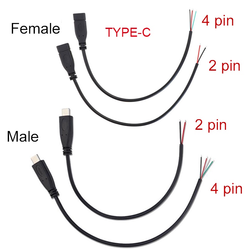 สายเคเบิลเชื่อมต่อพาวเวอร์ซัพพลาย 2-pin 4-pin Micro USB 2.0 Type-C AUX ...