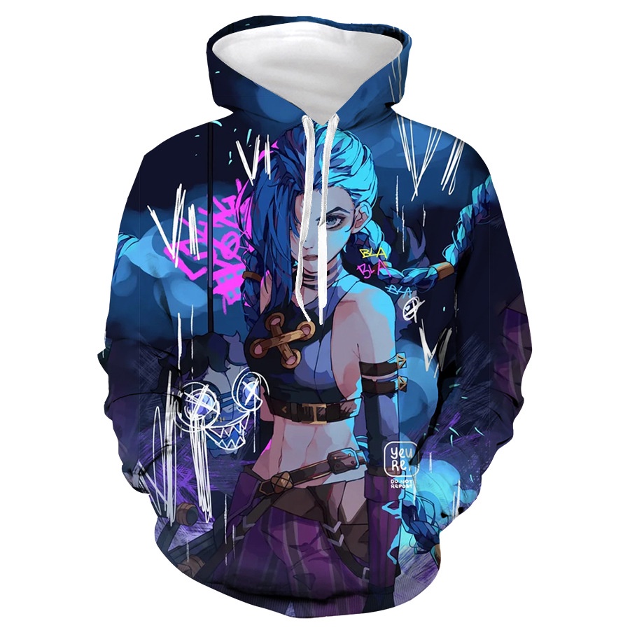 เสื้อแจ็กเก็ตกันหนาว มีฮู้ด ลาย Jinx JINN สไตล์ฮิปฮอป LOL | Shopee Thailand