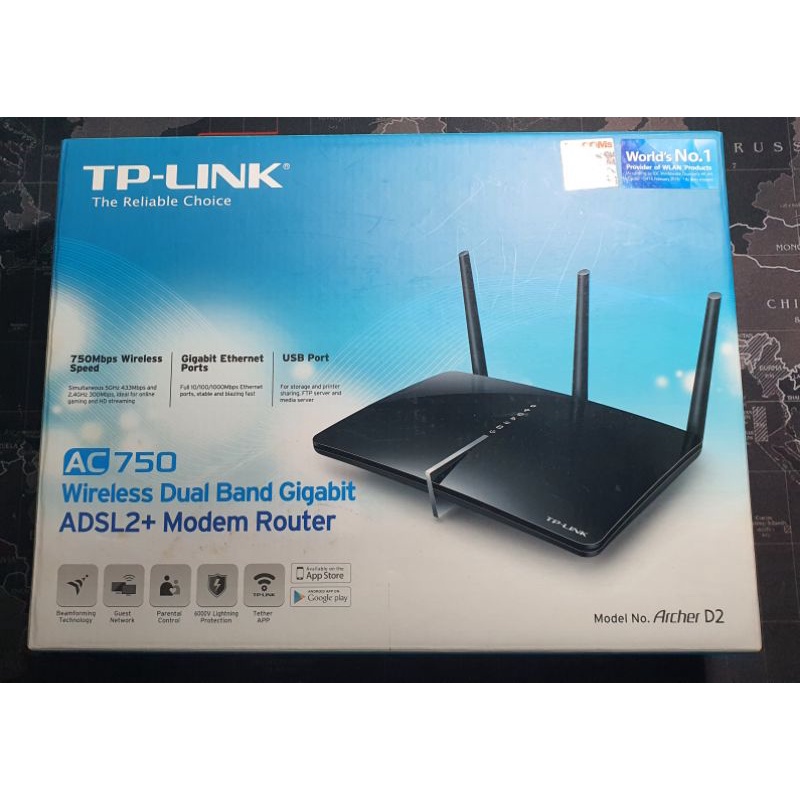 มือสอง TP-Link Archer D2 Ac750 Wireless Dual Band Gigabit ADSL2+ Modem ...