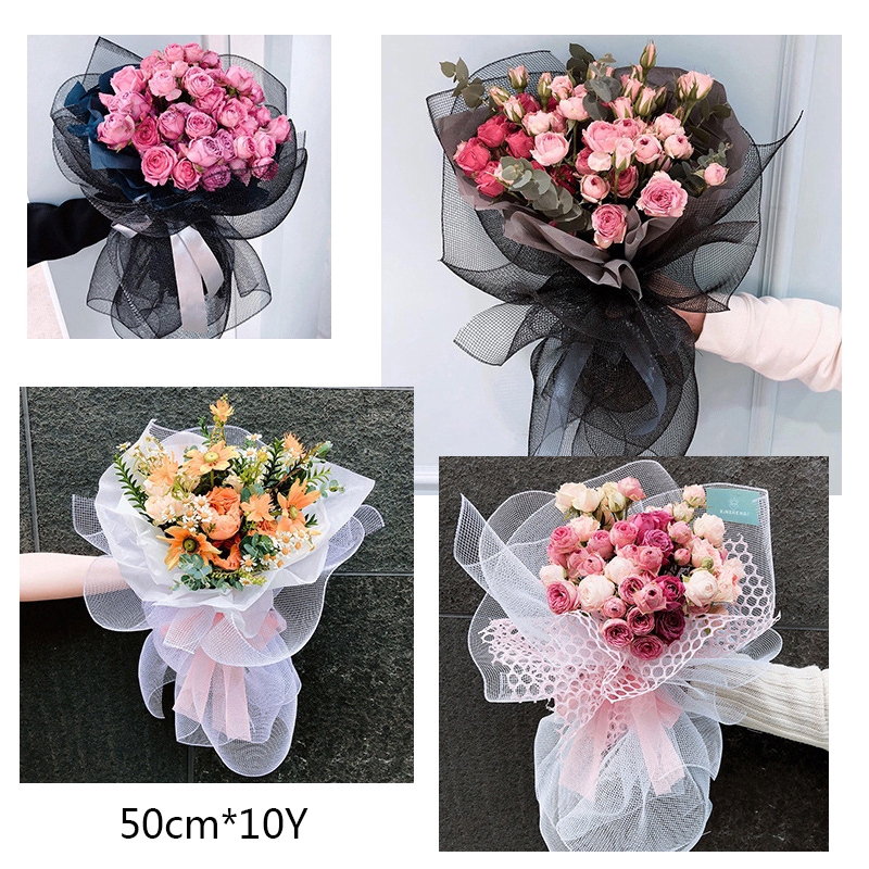 1 Roll Flowers Wrapping Paper Gauze Net Mesh Packaging Tulle 50cm*10Y ...