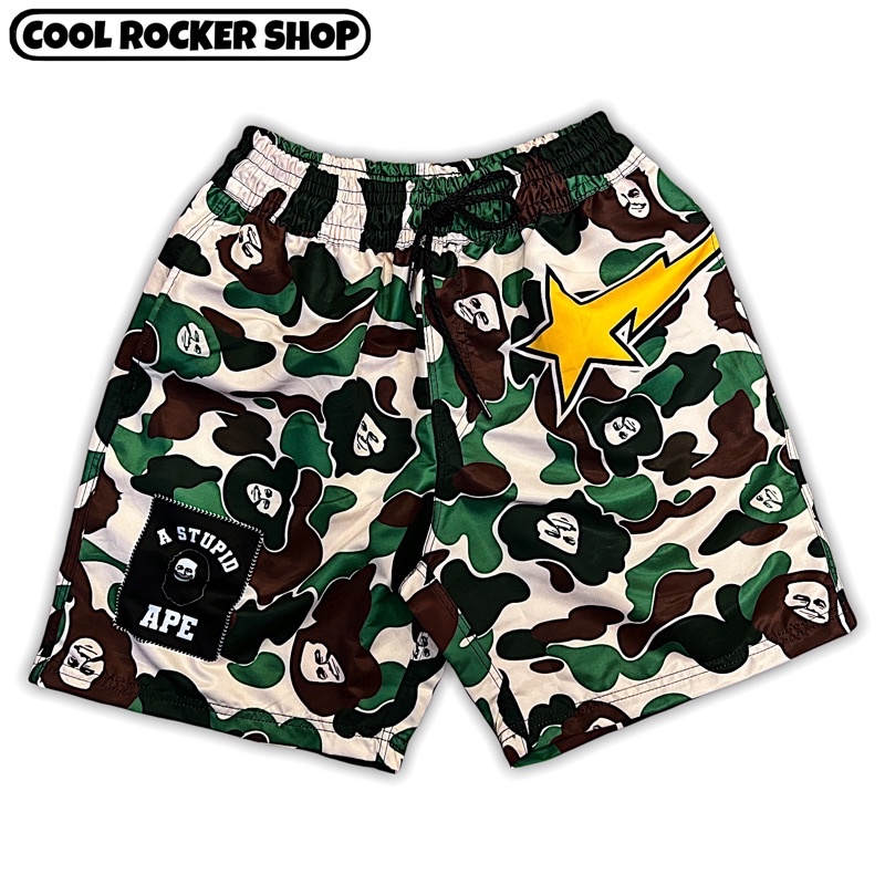 Cool Rocker : กางเกงขาสั้น A STUPID APE ลายทหารปั่นๆ | Shopee Thailand