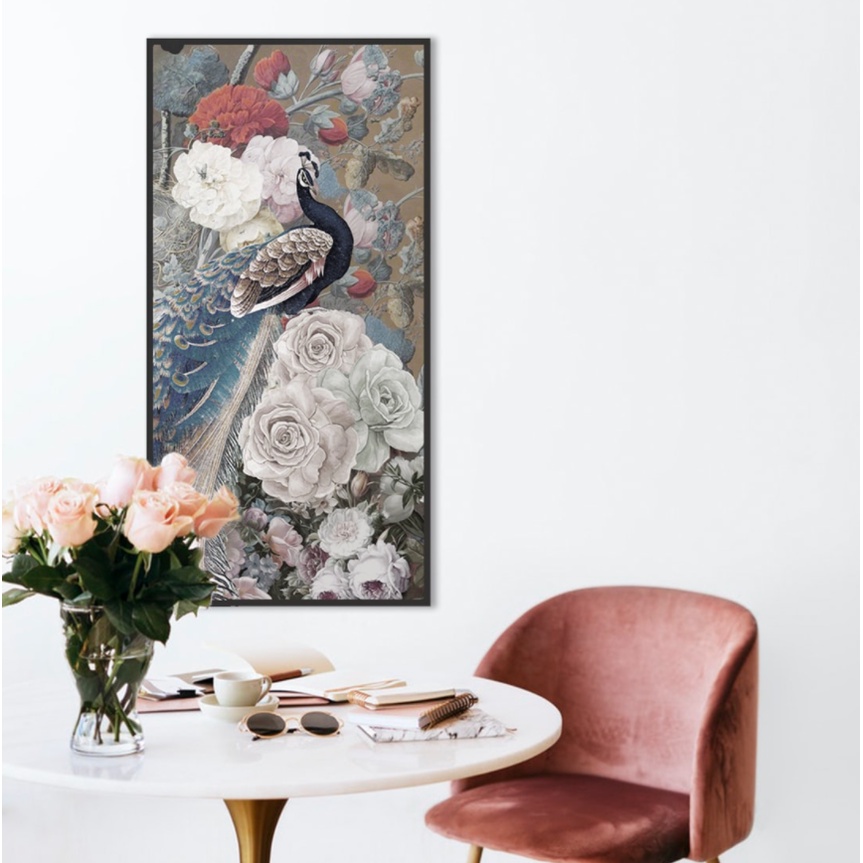 DOSEART ภาพพร้อมกรอบ Floral Peacock ( 43x83 cm ) | Shopee Thailand