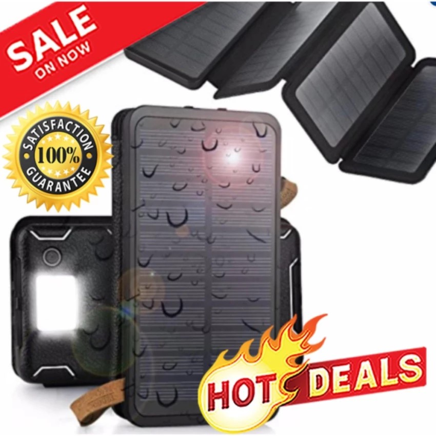 Solar Charger, 4 Sunpower Panel Portable Solar Power Bank | Shopee Thailand