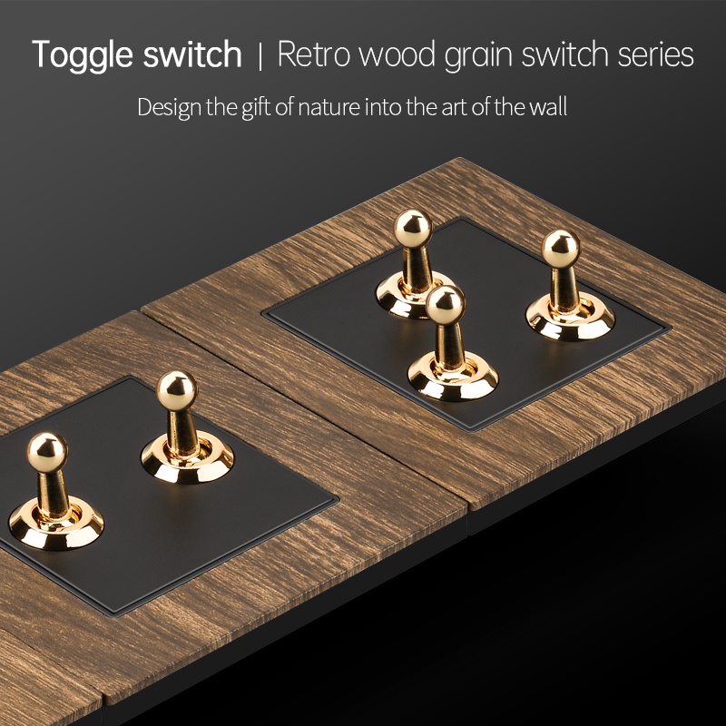 PSSRISE Light Switch Retro Brass Toggle Switch Wall Switch Luxury Wood ...