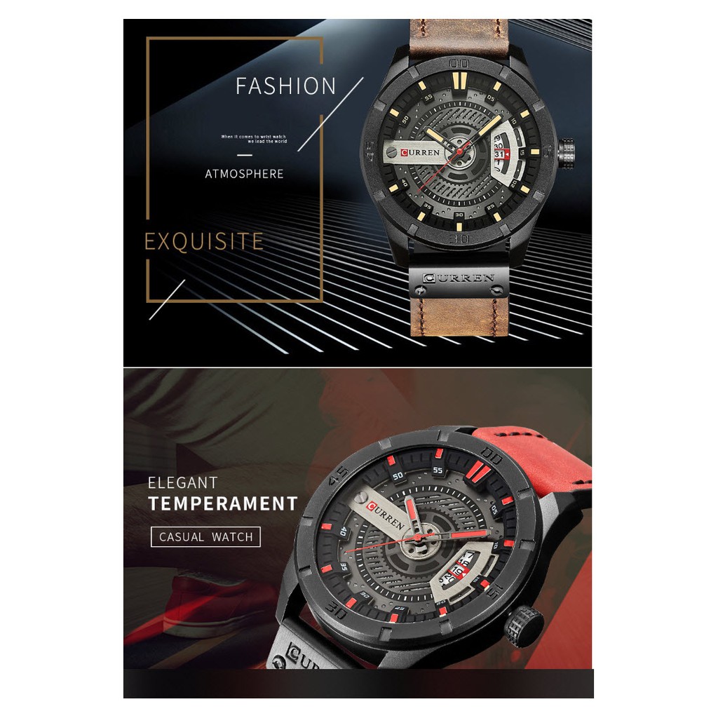 Curren นาฬิกาข้อมือผู้ชายสายหนัง พร้อมส่ง มีกล่องนาฬิกา รุ่น C8301 ...