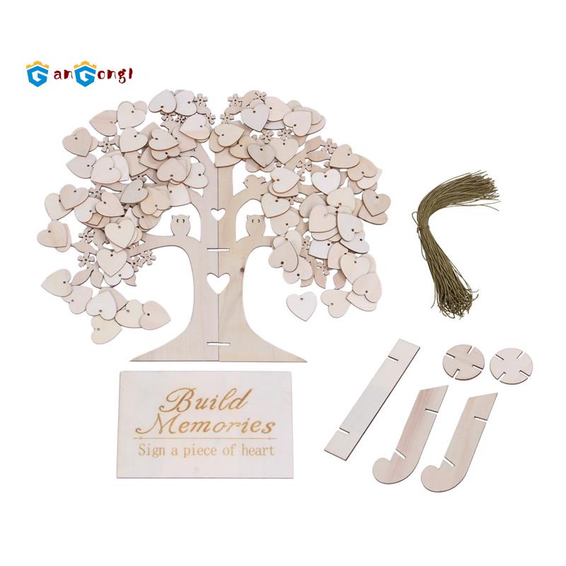 Family Tree Wedding Guest Book, 3D Wooden Guest Sign Book Rustic ...