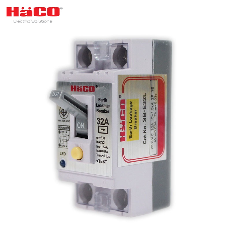 HACO เซฟตี้เบรคเกอร์ ป้องกันไฟดูด (มีสัญญาณไฟสีฟ้า) 32 แอมป์ เบรกเกอร์ เบรกเกอร์ตัดไฟ เบรกเกอร์ ...