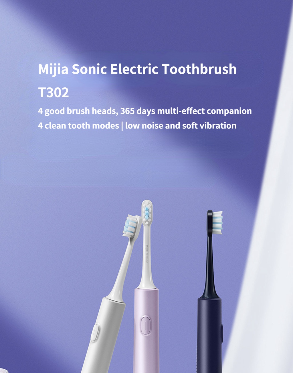 Xiaomi Mijia Sonic แปรงสีฟันไฟฟ ้ า T302 IPX8 กันน ้ ําไร ้ สายชาร ์ จ 4 หัวแปรงโซนิคแปรงสีฟันอิ ...