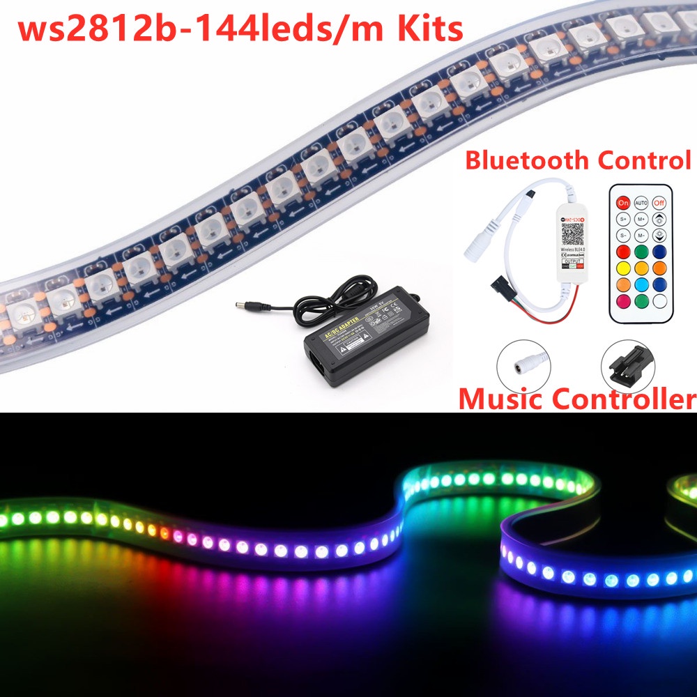 แถบไฟ Led DC5V 144 ดวง ต่อม. WS2812B WS2812 RGB สีดํา ขาว PCB IP30 IP67 ...