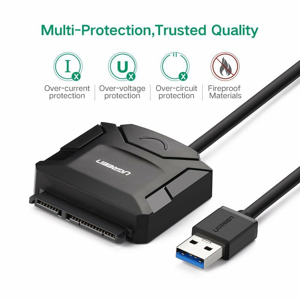 UGREEN USB 3.0 to SATA 22 Pin Converter Adapter Cable for 2.5" 3.5" HDD ...