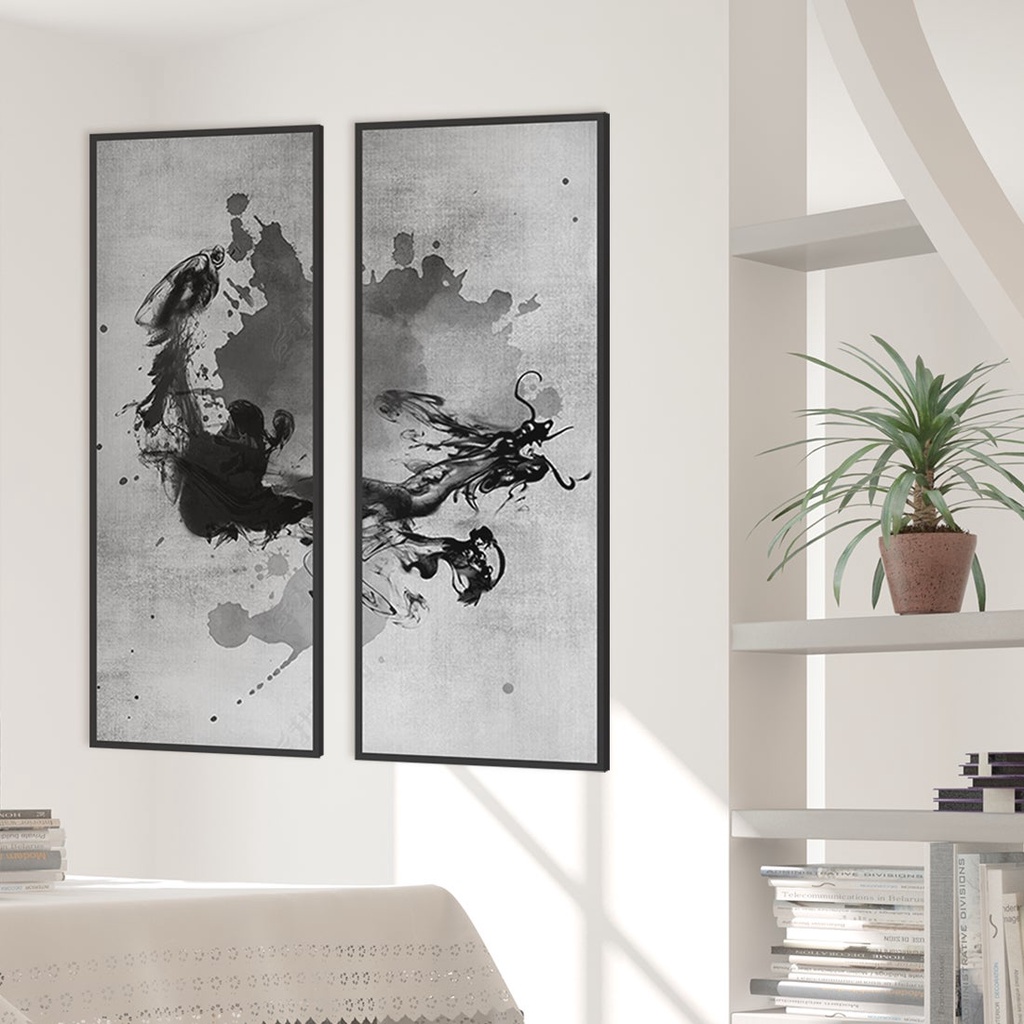 SB Design Square รูปพร้อมกรอบ DoseArt รุ่น Dragon Spirit 40x80 cm/ชิ้น (43x83 cm รวมกรอบ) SET 2 ...