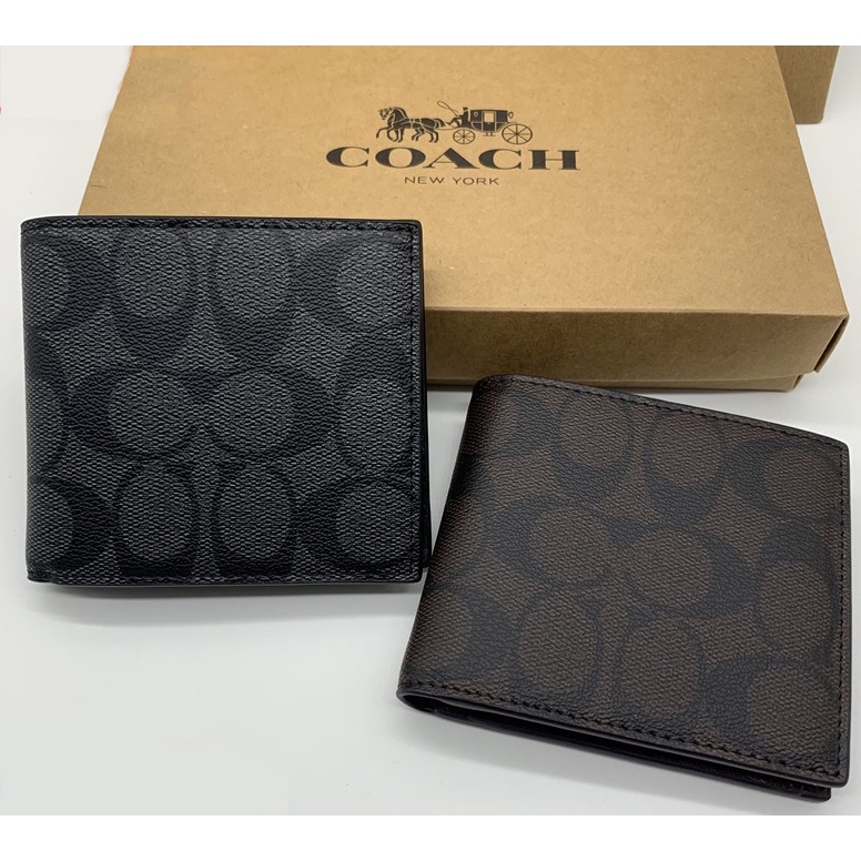 กระเป๋าสตางค์ผู้ชาย COACH 75006 แท้/ หนังกันน้ำ/ กระเป๋าสตางค์ใส่เหรียญ ...