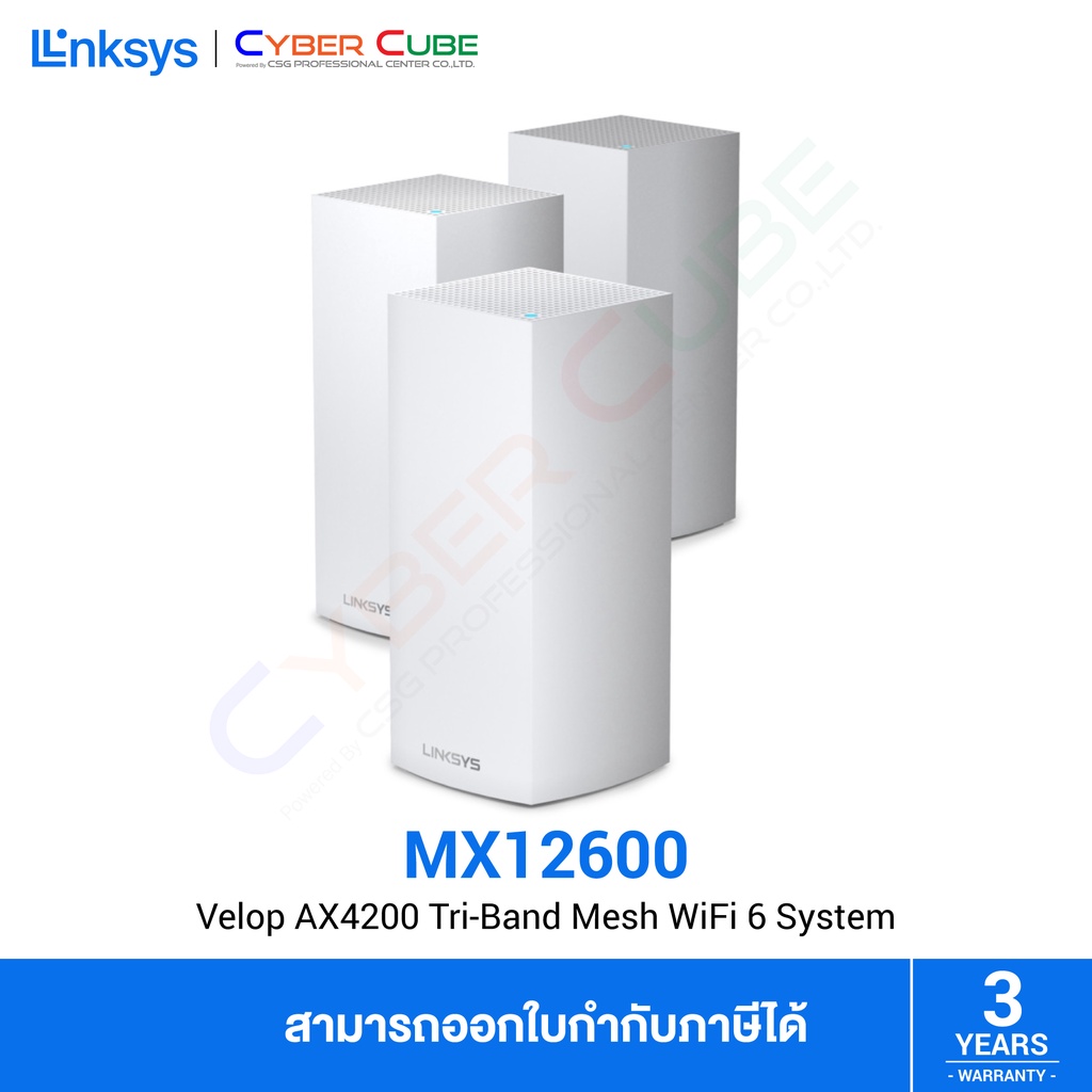 LINKSYS ( MX12600-AH ) MX12600 VELOP AX4200 Tri-Band Mesh WiFi6 SYSTEM ...