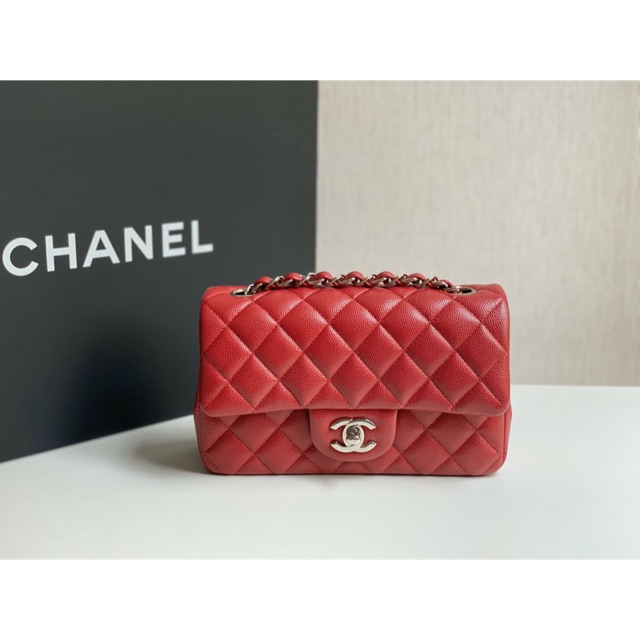 Chanel mini8” caviar red shw | Shopee Thailand