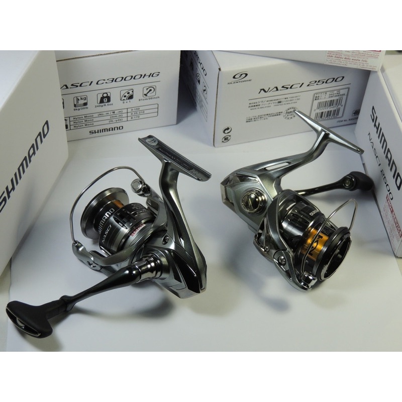 ใหม่ล่าสุด 💥💥#SHIMANO_NASCI_2021 แขนหมุนเกลียว 5+1BB เบรค 9kg น้ำหนัก 240g #2500 #C3000 #C3000HG ...