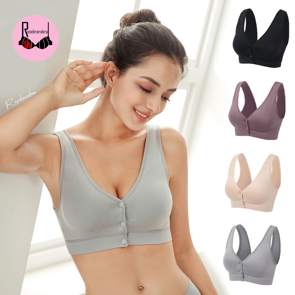 SB-117 สปอร์ตบรากระดุมหน้า ยกทรงแบบสวม ไม่มีตะขอ ยกทรงไร้โครง | Shopee Thailand