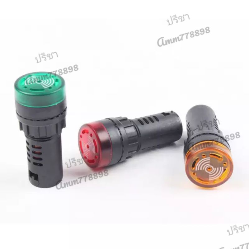บัซเซอร์ LED Buzzer Alarm ไพล็อตแลม ไฟเตือน 22mm มีไฟ12VDC/24vDC/220VAC ...